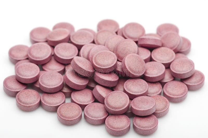 Pile of Many Small Red Pills, Group of Vitamins. Red Pills on a Stock ...