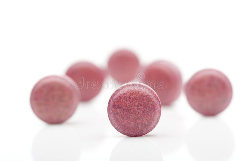 Pile of Many Small Red Pills, Group of Vitamins. Stock Image - Image of ...
