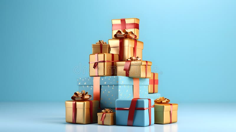 Pile of Many Wrapped Gift Boxes, Generative Ai Stock Photo - Image of ...