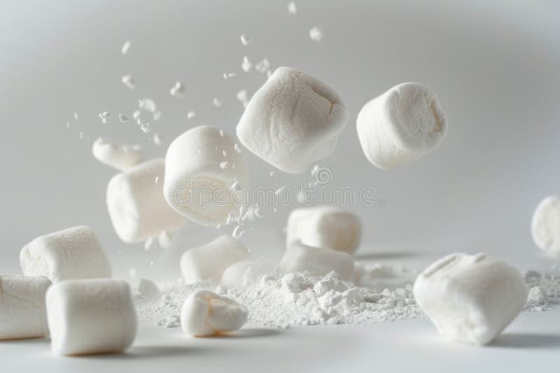 A Pile of Marshmallows Floating in Mid-air Stock Photo - Image of ...