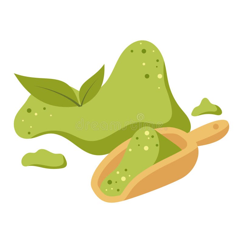 Pile of Matcha Tea Powder with Scoop. Vector Stock Illustration ...