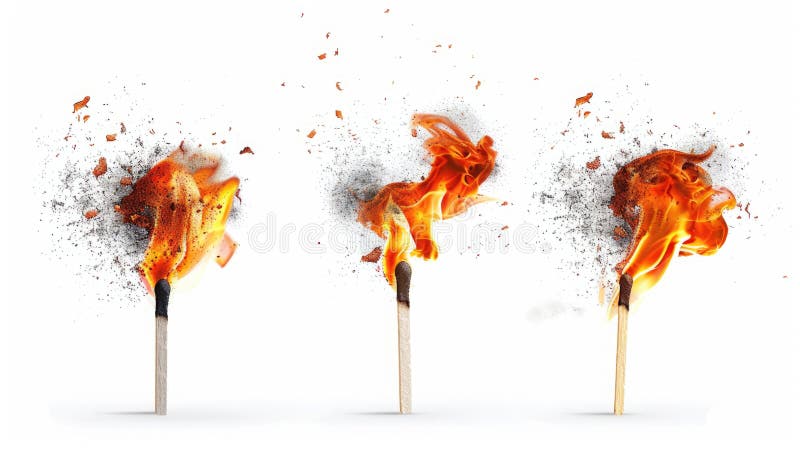 A Pile of Matches Lit Up in Flames, Creating a Fiery Glow Stock Photo ...