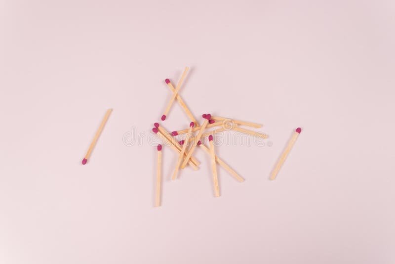 A Pile of Matches and Two Matches in Different Sides, Top View Stock ...