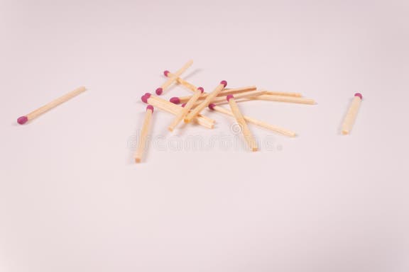 A Pile of Matches and Two Matches on Opposite Sides Stock Image - Image ...