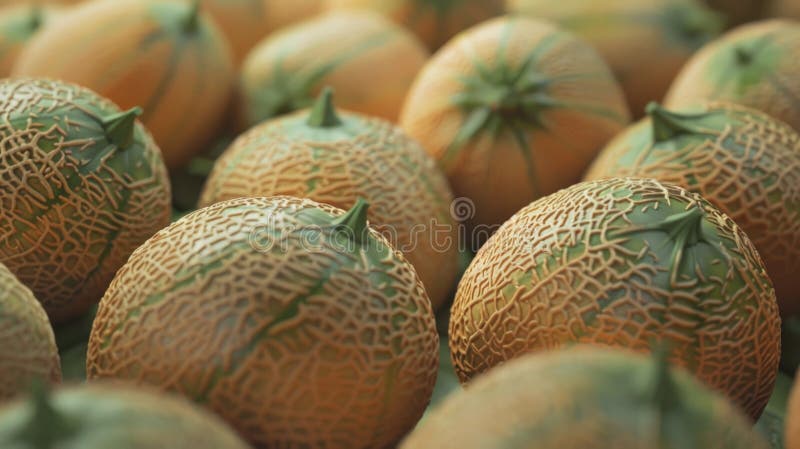 A Pile of Melons Arranged in a Stacked Formation Stock Photo - Image of ...