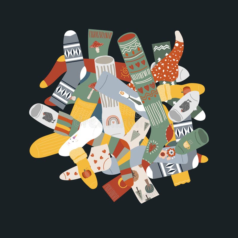 Pile Of Messy Different Socks Vector Isolated Illustration Stock Illustration Illustration Of