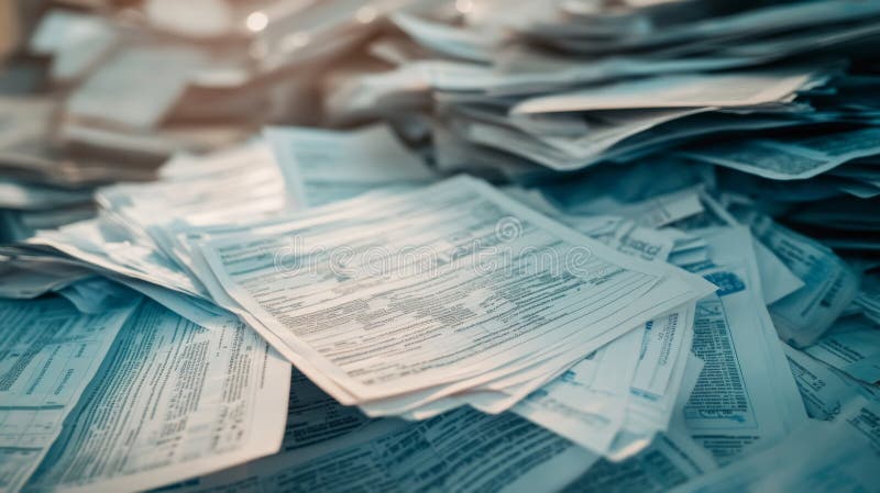 Pile of Messy Official Documents and Paperwork Close-Up Stock Image ...