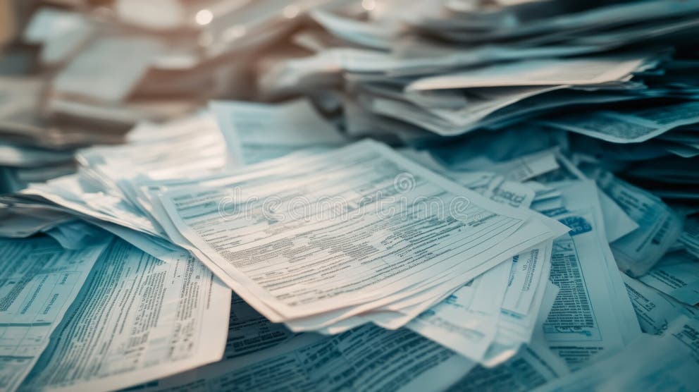 Pile of Messy Official Documents and Paperwork Close-Up Stock Image ...