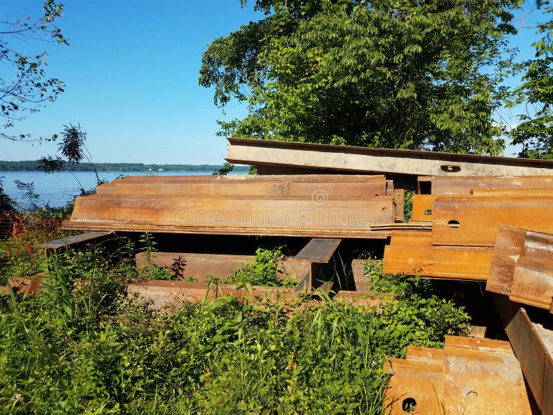 Pile of Metal Beams and Rods Construction Material Stock Image - Image ...