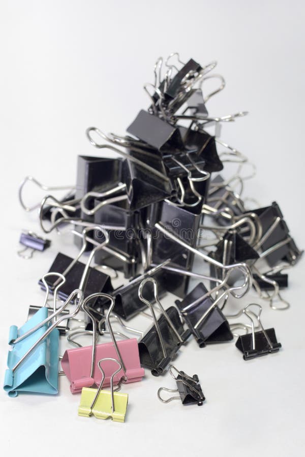 Metal Binder Clips for Paper. Blacks, Different Sizes. Vertical Stock ...