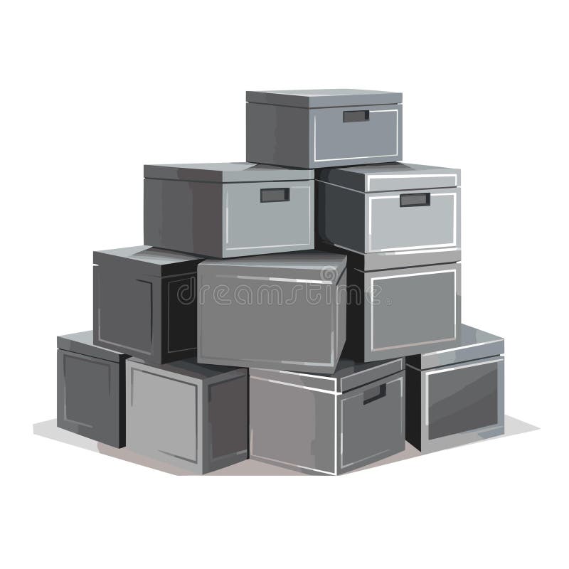 Pile of Metal Boxes Vector Flat Minimalistic Isolated Illustration ...