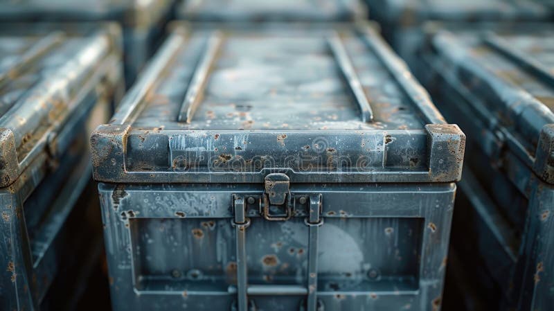 A Pile of Metal Containers Stacked High Stock Image - Image of system ...