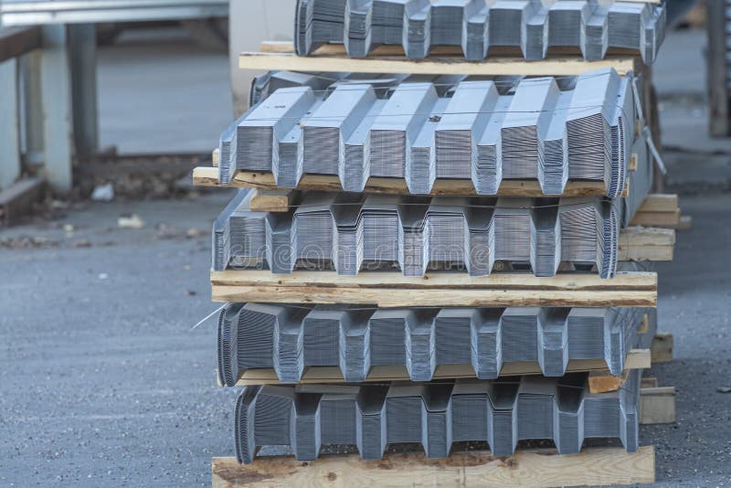Pile of Metal Roofing Sheets To Be Picked Up Stock Photo - Image of ...