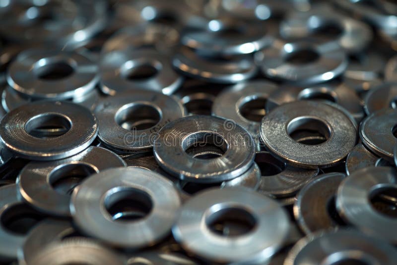A Pile of Metal Washers on a Table. Suitable for Industrial and ...