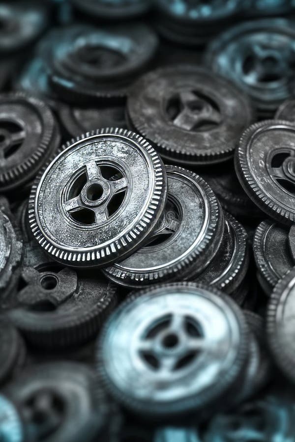 Pile of Metal Wheels Close-Up View of Interlocking Machinery Components ...