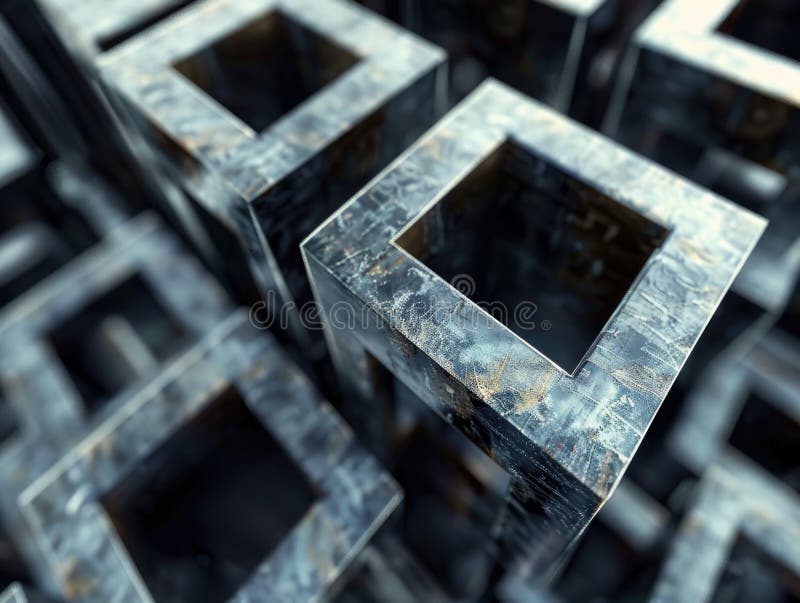 Stacked metal cubes stock photo. Image of innovation - 382803804