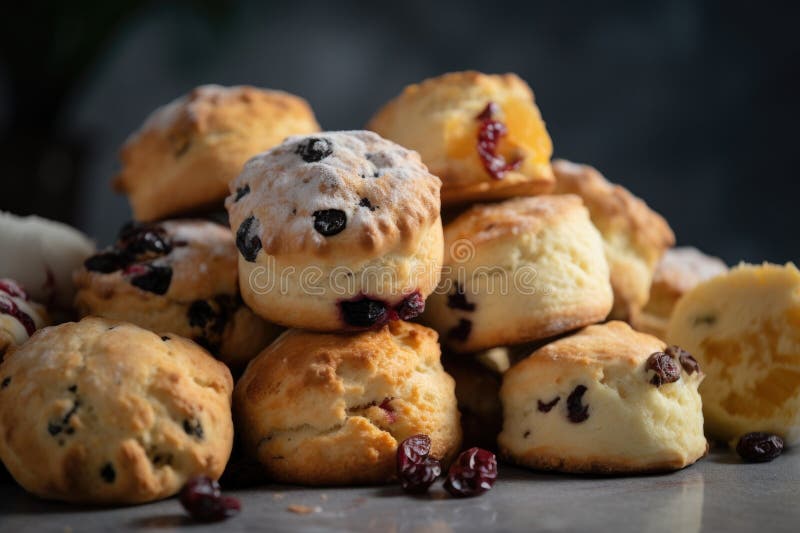 Pile of Mini Scones, Each with a Different Flavor and Color Stock ...