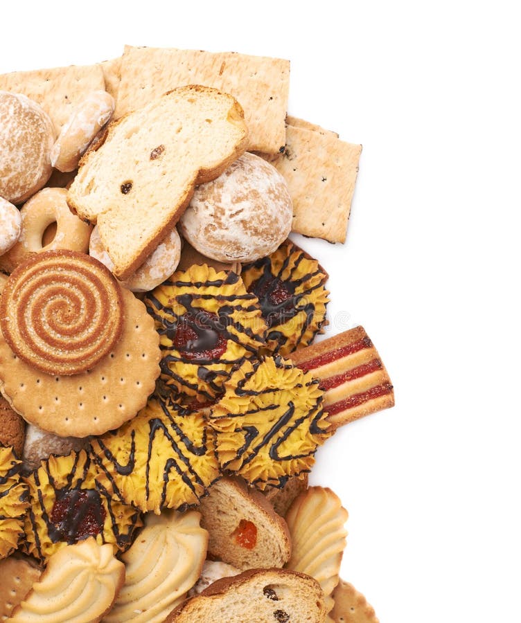 Pile of Mix Cookies Isolated Over the White Background Stock Image ...