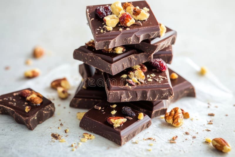A Pile of Mixed Chocolate Candies with Nuts and Cranberries, Perfect ...