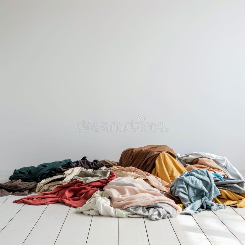 Pile of Mixed Clothes on Floor. Generative Ai Stock Illustration ...