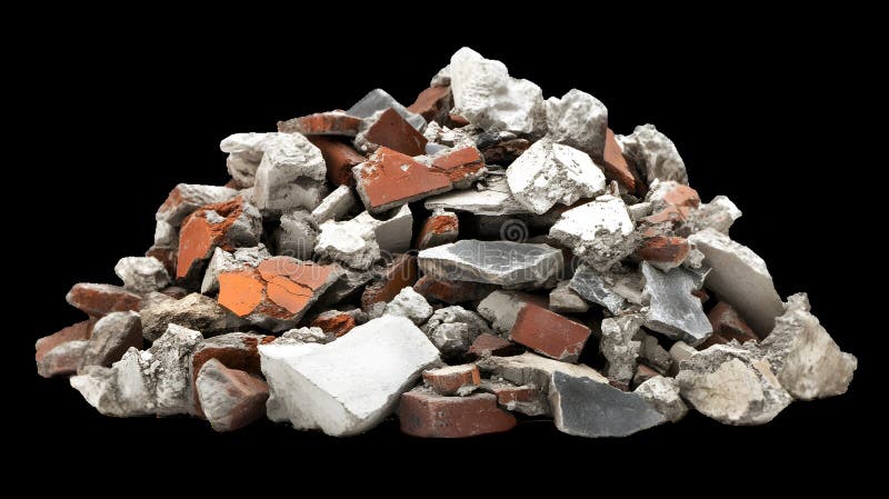 Pile of Mixed Construction Rubble Including Bricks and Concrete Chunks ...