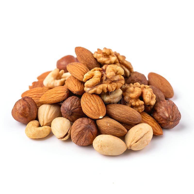 Pile of Mixed Nuts Isolated on White Background Stock Illustration ...