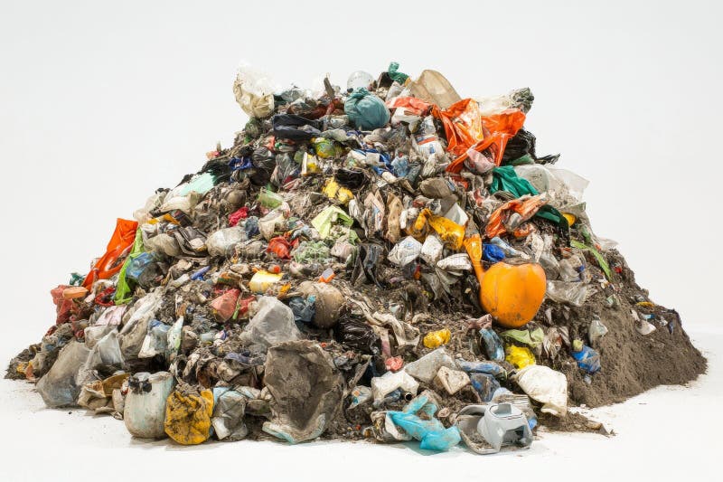 Pile of Mixed Trash and Waste Materials on White Background Stock ...