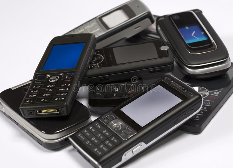 Pile of Mobile Phones stock image. Image of telephone - 2464277