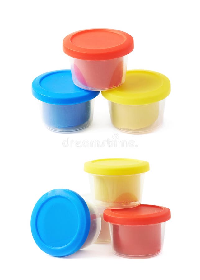 Pile of Modeling Clay Boxes Isolated Stock Photo - Image of colored ...