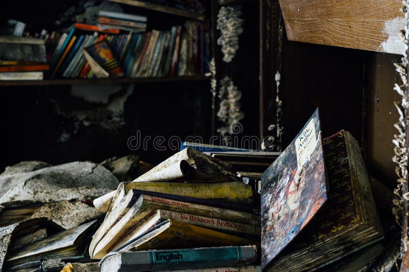 Pile of Moldy, Discarded Books - Abandoned School Editorial Photo ...