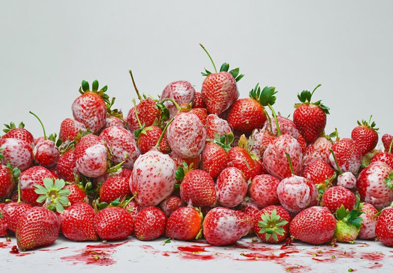 A Pile of Moldy Strawberries on White Background High Quality Image ...