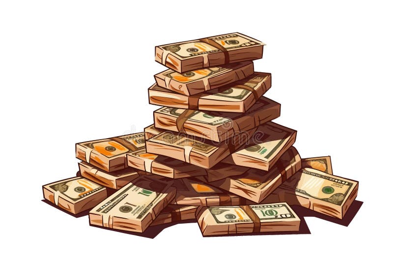 Pile of Money Packs of Hundred Dollar Bills Stack Isolated Vector Style ...