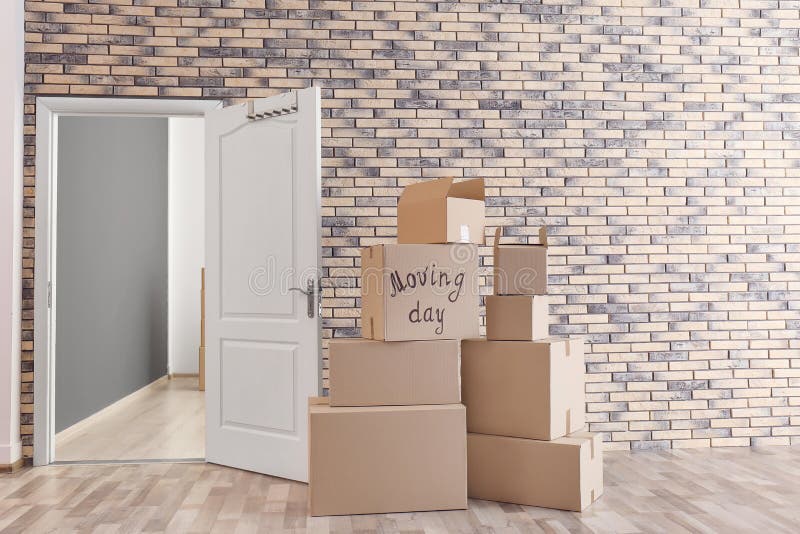 Pile of Moving Boxes in Room Stock Image - Image of home, boxes: 126129329