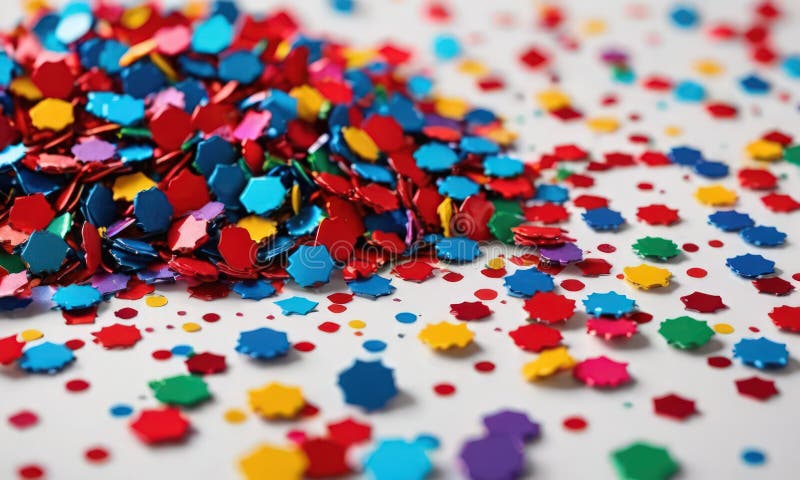 A Pile of Multi-colored Confetti is Spread Out on a White Surface ...