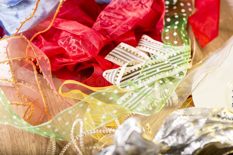 Pile of Multi Colored Fabric Gift Ribbons Stock Image - Image of chaos ...