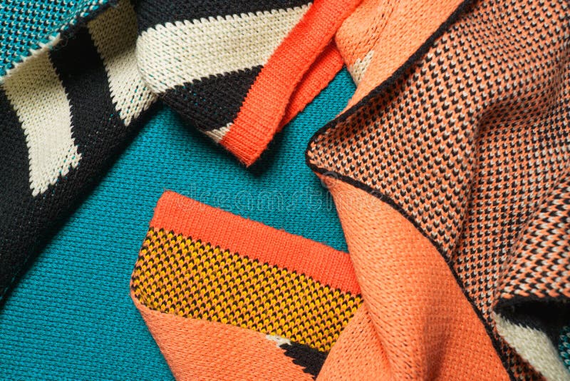 A Pile of Multi-colored Knitted Fabrics Stock Photo - Image of ...