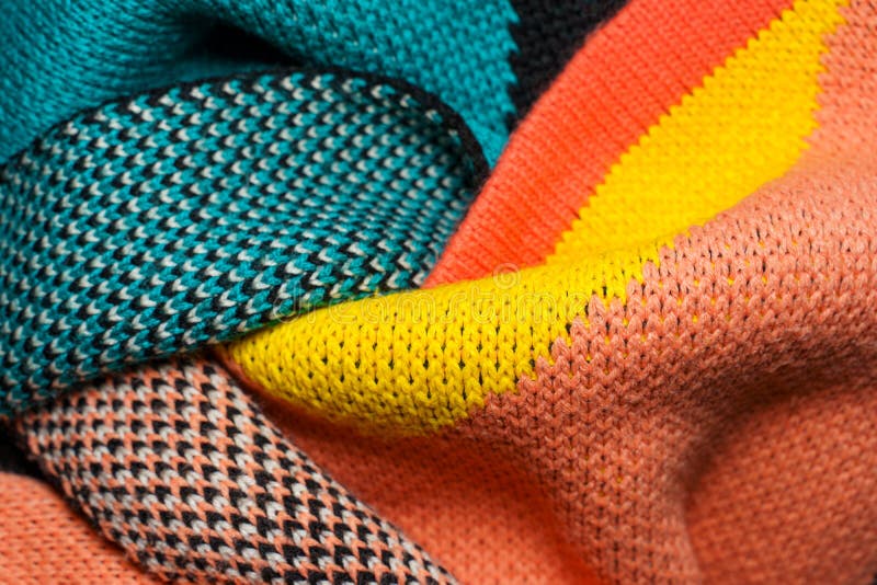 A Pile of Multi-colored Knitted Fabrics Stock Image - Image of ...