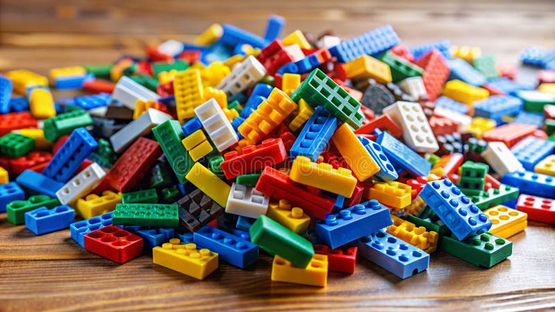 Pile of Multi Colored Plastic Lego Pieces on Table Creative AI Stock ...