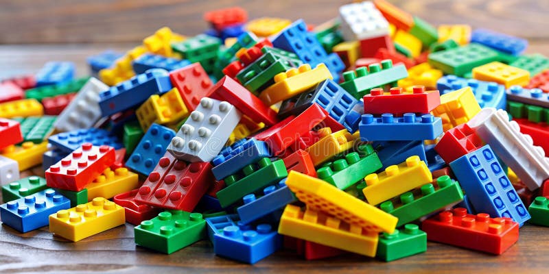 Pile of Multi Colored Plastic Lego Pieces on Table Generative by AI ...