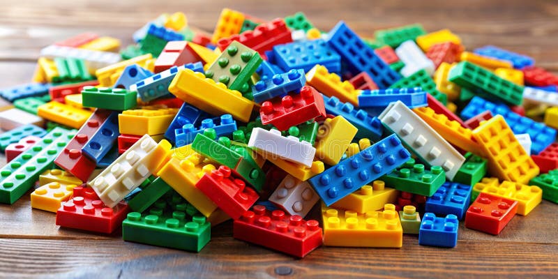 Pile of Multi Colored Plastic Lego Pieces on Table Generative by AI ...