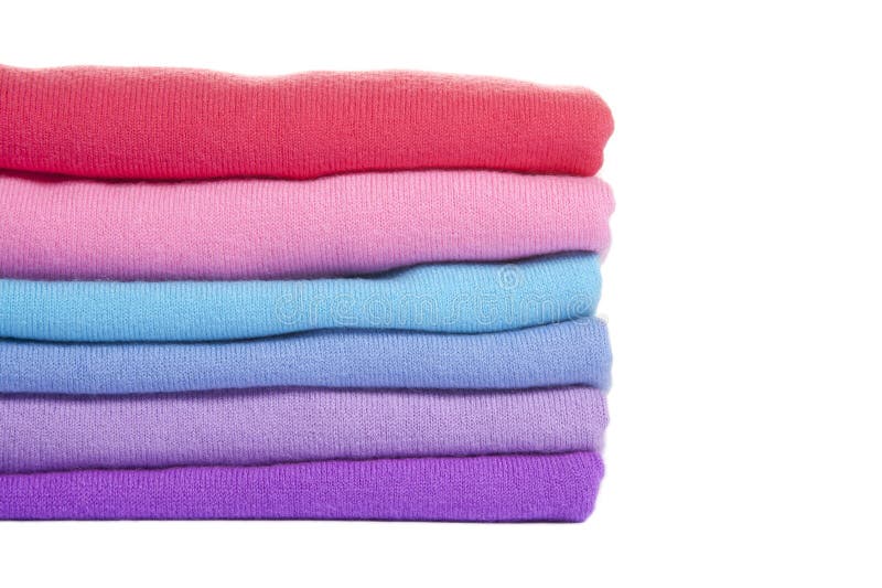 Pile of Multicolored Knitted Clothes Stock Image - Image of blouse ...