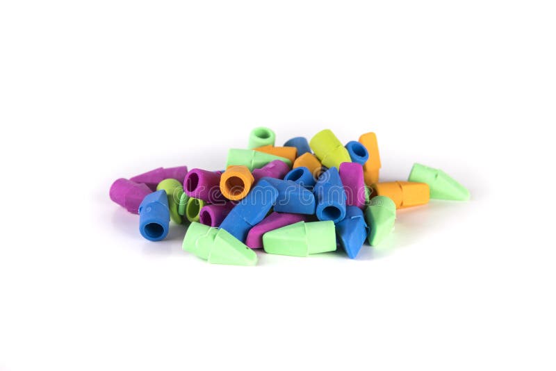 Pile of Multicolored Rubber Pencil Topper Erasers Pastel Colors Side ...
