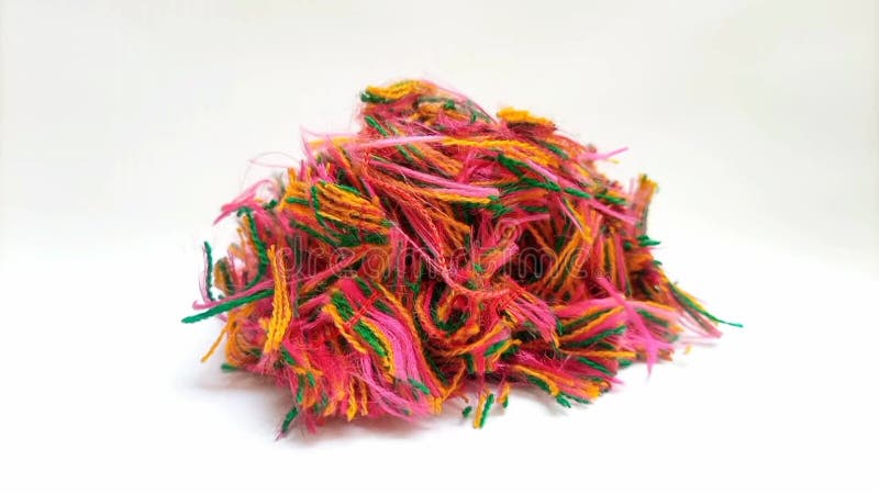A Pile of Multicolored Thread Strands Rotating on White Background ...