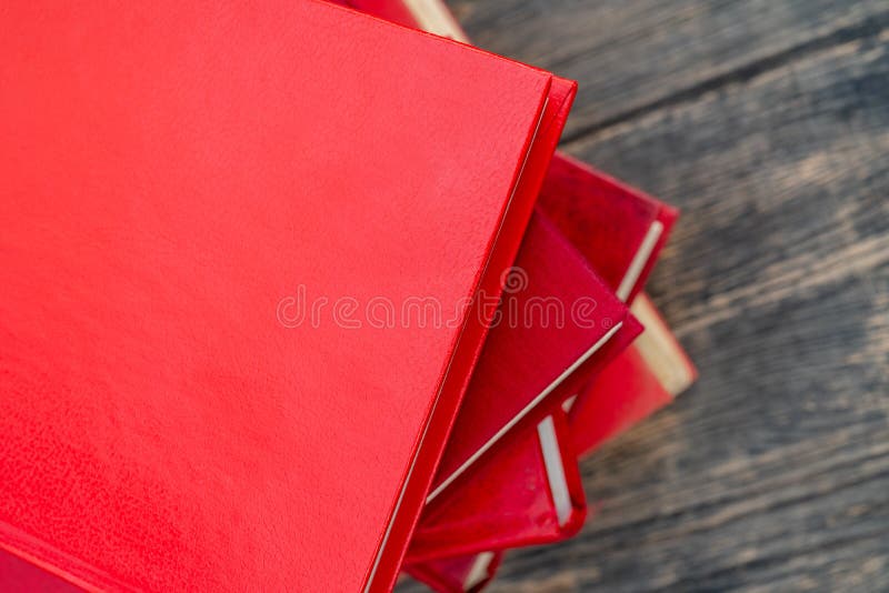 Pile of New Books. Books in Red Covers Stock Image - Image of reading ...