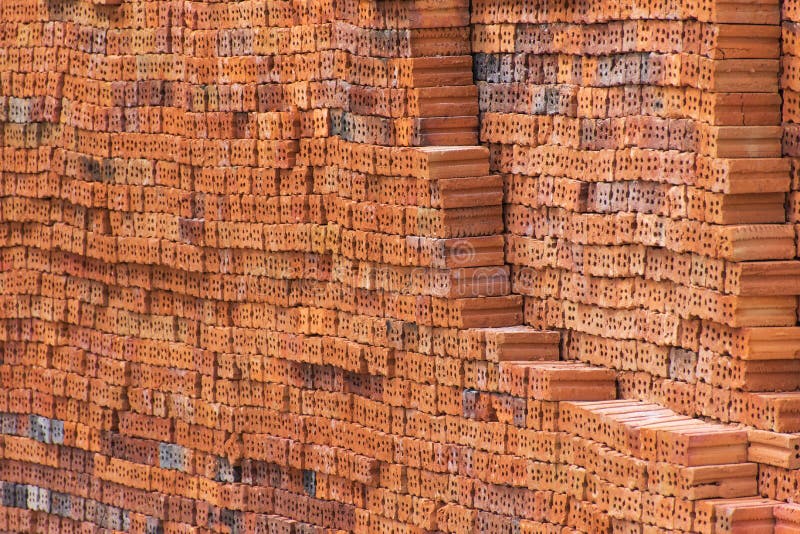 Pile Of New Red Brick Layer Prepared For Construction Texture Ba Stock ...