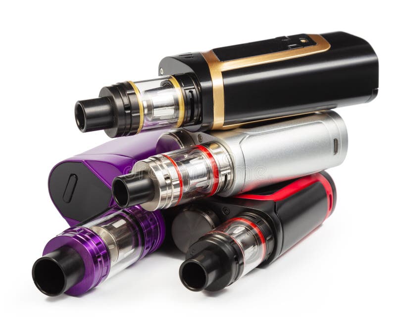 Pile of New Vaping Devices on White Background Stock Photo - Image of ...