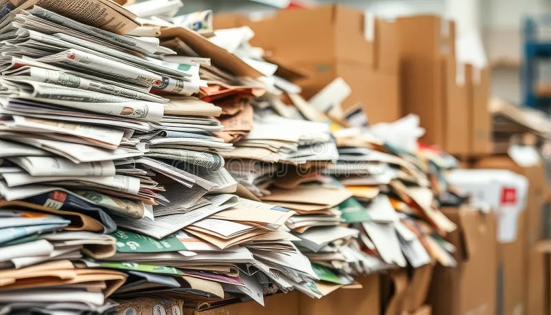 Pile of Newspapers and Boxes Stock Image - Image of work, pile: 348146601