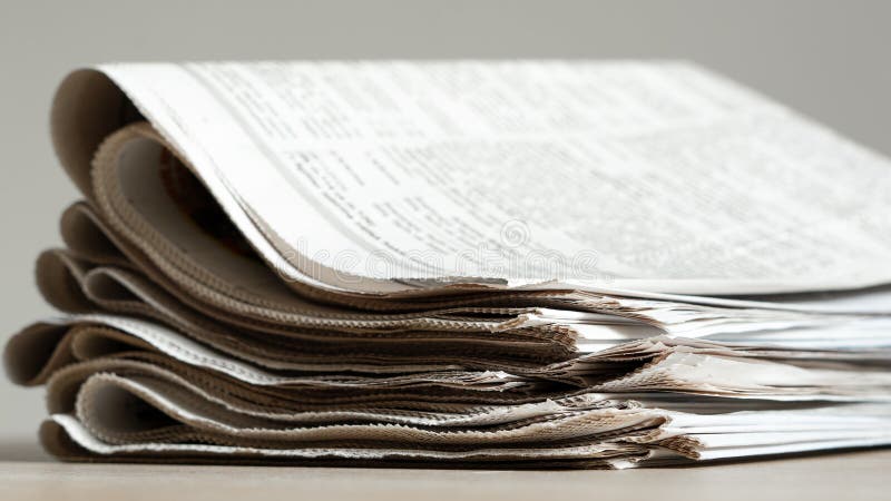 Pile of Newspapers Stacks on Table Stock Image - Image of coffee, waste ...