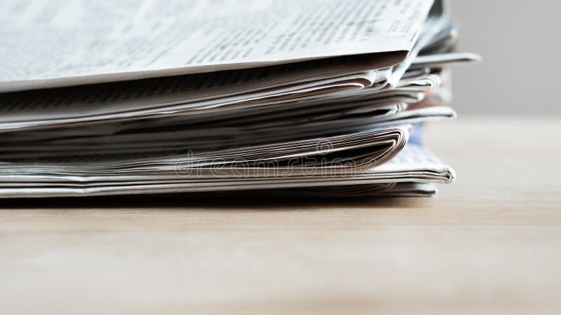 Pile of Newspapers Stacks on Table Stock Photo - Image of read ...