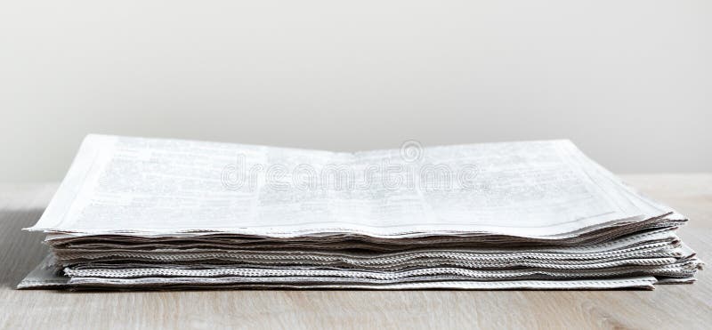 Pile of Newspapers Stacks on Table Stock Image - Image of economy ...